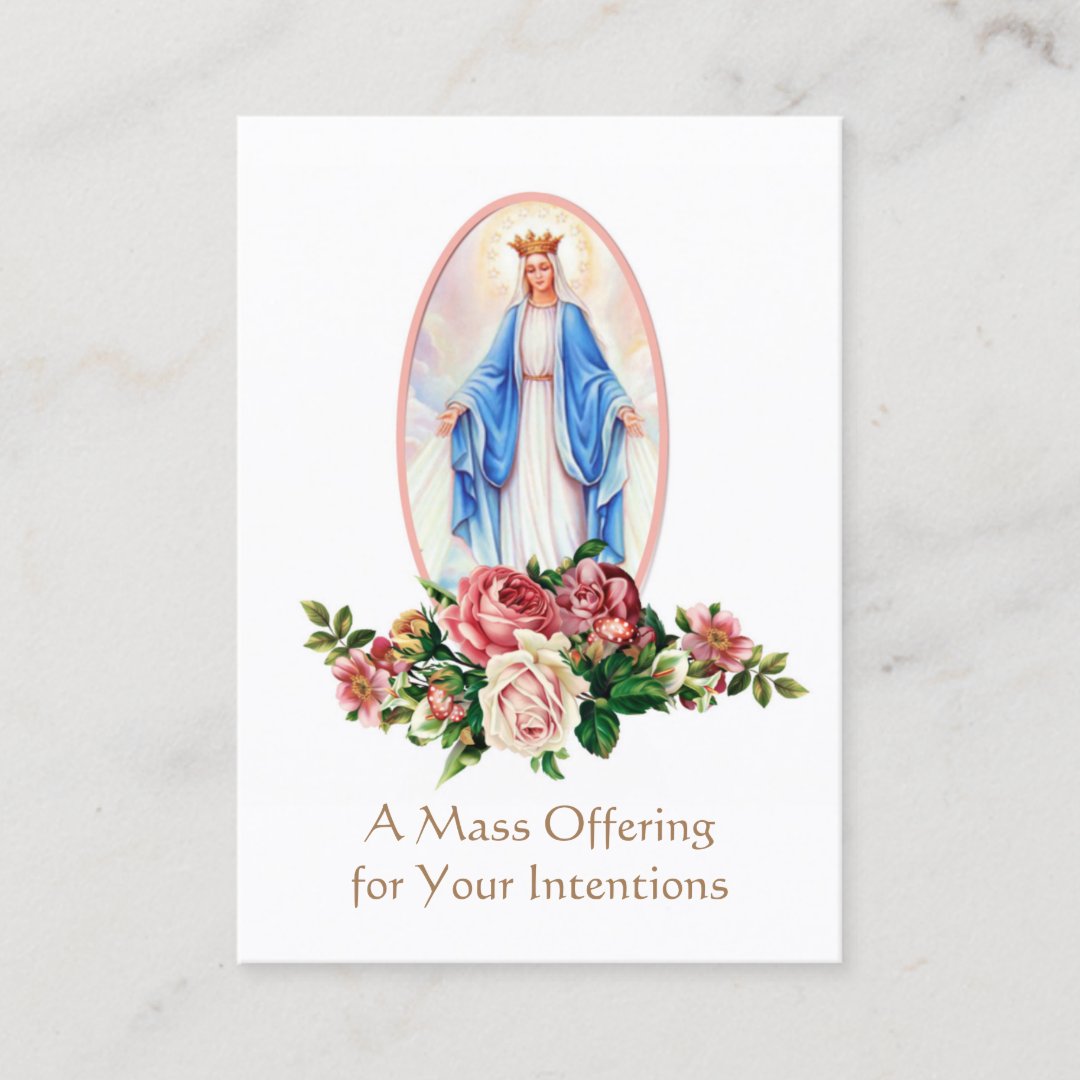 Catholic Mass Offering Virgin Mary Holy Cards | Zazzle