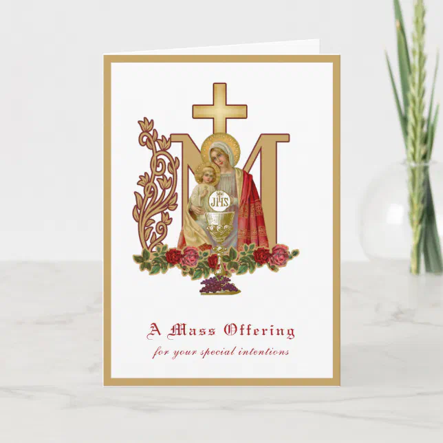 Catholic Mass Offering Virgin Mary Jesus Card | Zazzle