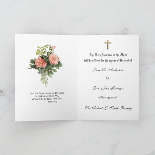 Catholic Mass Religious Sympathy Mass Offering Card | Zazzle