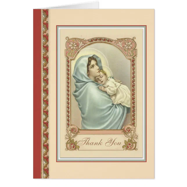 Catholic Mother Mary Baby Jesus Thank You | Zazzle