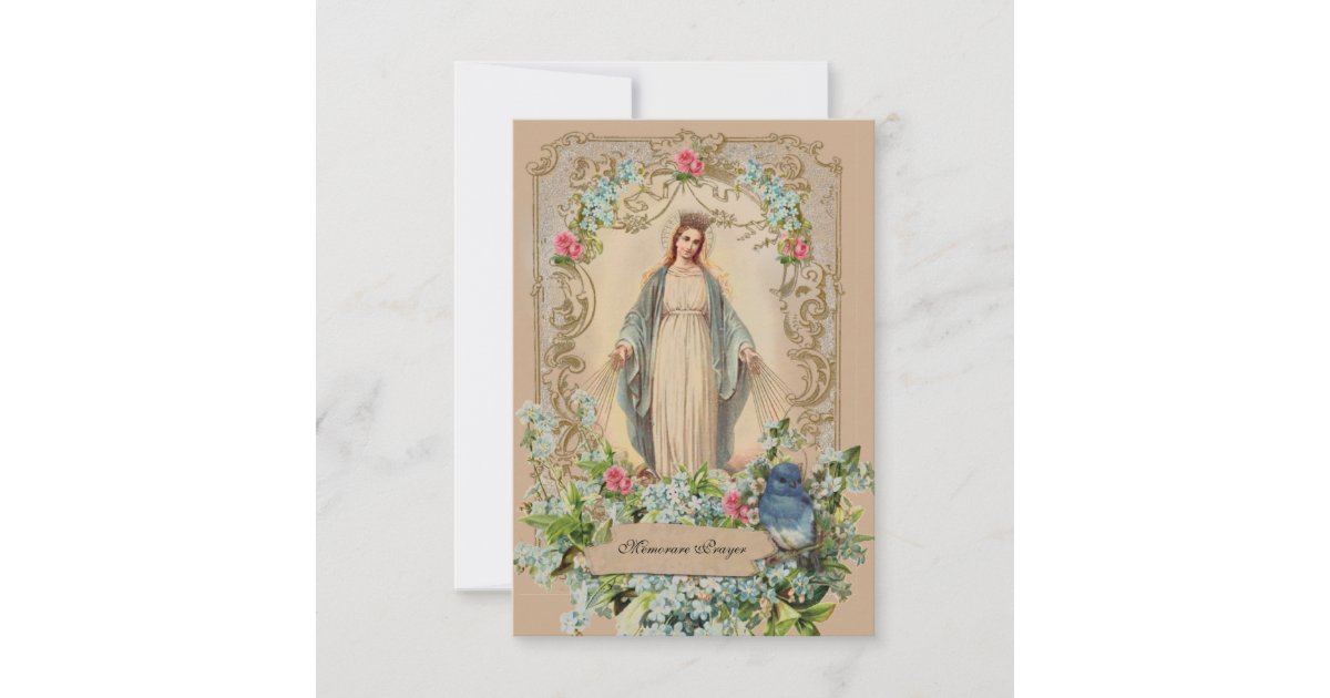 Catholic Mother Mary Floral Memorare Prayer | Zazzle
