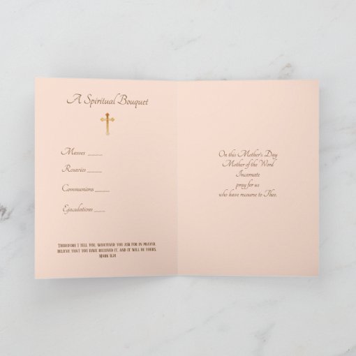 Catholic Mothers Day Spiritual Bouquet Prayers Card | Zazzle
