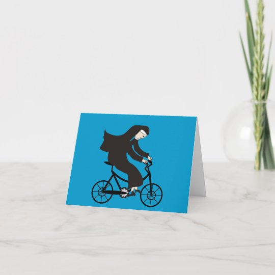 Catholic Nun Note cards Nun On A Bike | Zazzle.com