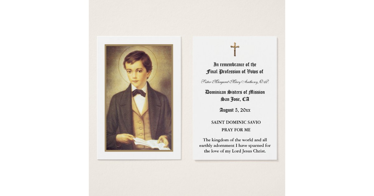 CATHOLIC NUN PROFESSION OF VOWS HOLY CARD | Zazzle