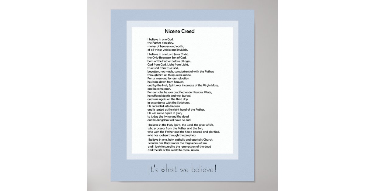 Catholic Poster Nicene Creed Christian Credo | Zazzle