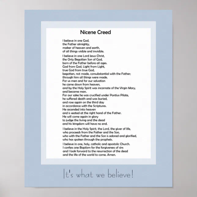 Catholic Poster Nicene Creed Christian Credo | Zazzle