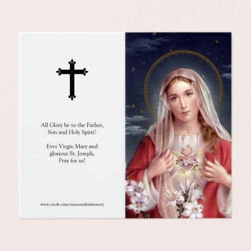 Catholic Prayer Cards | Heart Mary | Zazzle