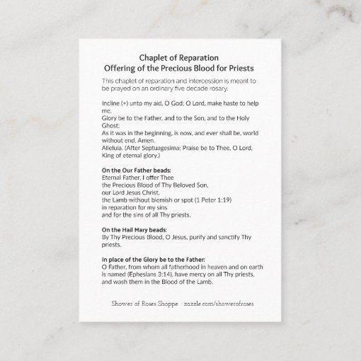 Catholic Prayer of Reparation Priests Holy Cards | Zazzle