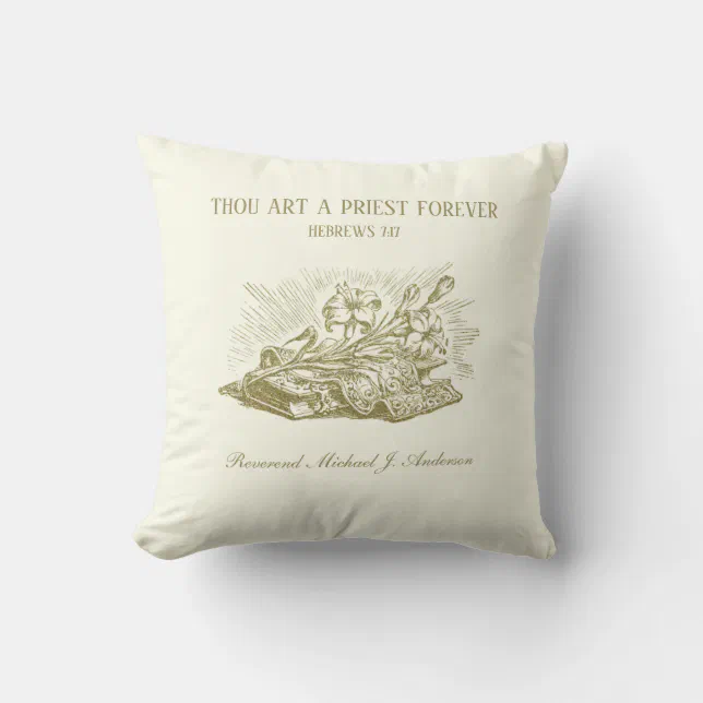 Catholic Priest Deacon Ordination Anniversary Thro Throw Pillow | Zazzle