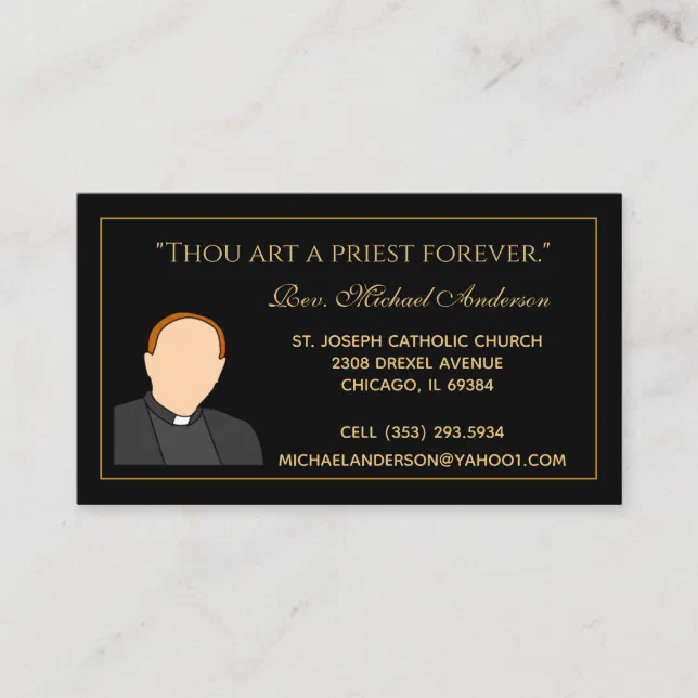Catholic Priest Gold Black Scripture Photo Business Card | Zazzle