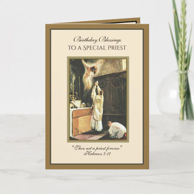 Catholic Priest Offering Mass Birthday Prayer Card | Zazzle