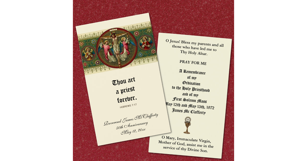 CATHOLIC PRIEST ORDINATION ANNIVERSARY HOLY CARDS | Zazzle