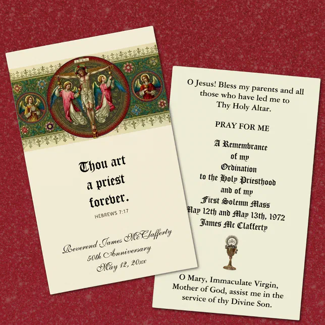 CATHOLIC PRIEST ORDINATION ANNIVERSARY HOLY CARDS | Zazzle