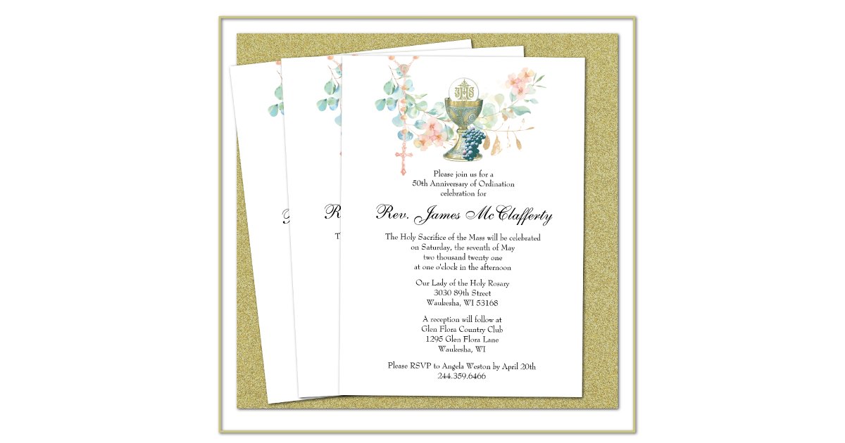 Catholic Priest Ordination Anniversary Invitation | Zazzle