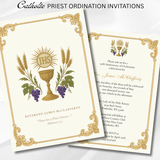 Catholic Priest Ordination Anniversary Invitation | Zazzle
