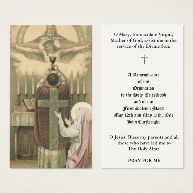 CATHOLIC PRIEST ORDINATION HOLY CARDS | Zazzle