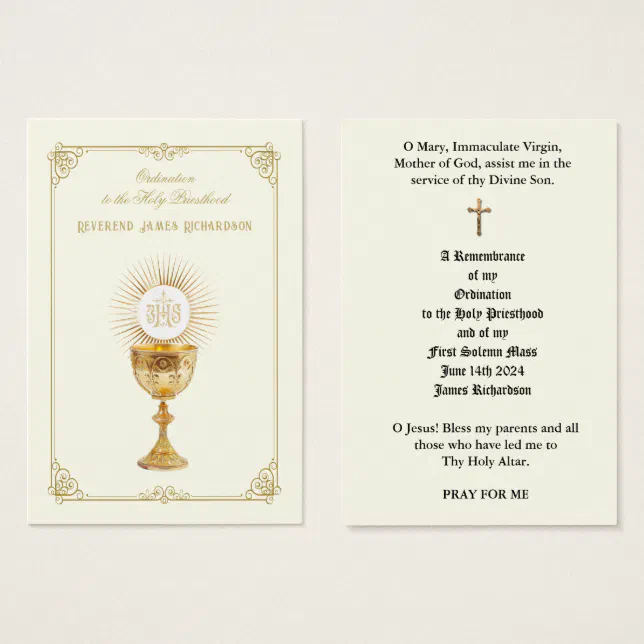 CATHOLIC PRIEST ORDINATION HOLY CARDS | Zazzle