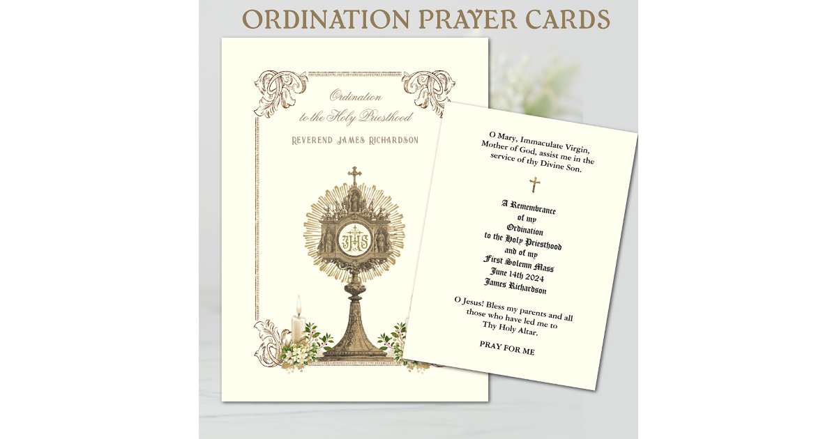 CATHOLIC PRIEST ORDINATION HOLY CARDS | Zazzle