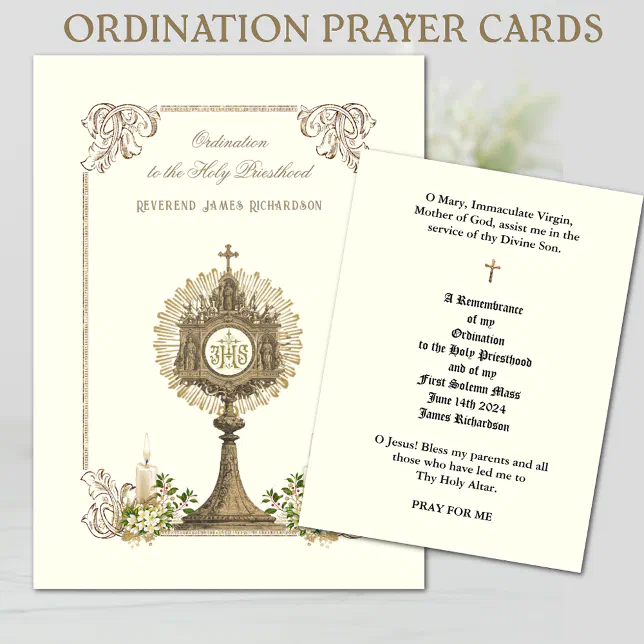 CATHOLIC PRIEST ORDINATION HOLY CARDS | Zazzle