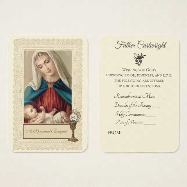 Catholic Priest Spiritual Bouquet Holy Cards | Zazzle