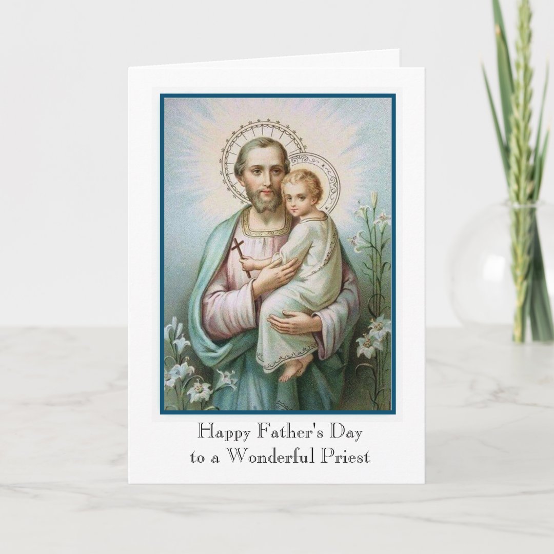 Catholic Priest St. Joseph Child Jesus Fathers Day Card | Zazzle