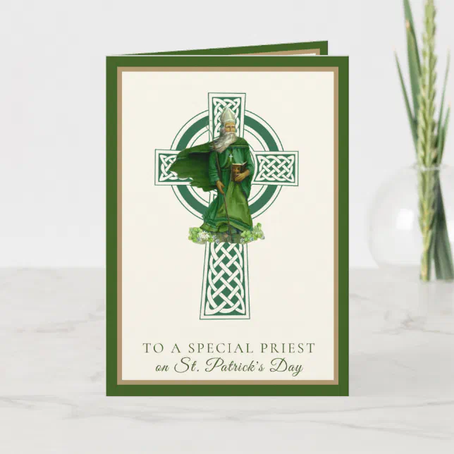 Catholic Priest St. Patrick's Day Shamrocks Card | Zazzle