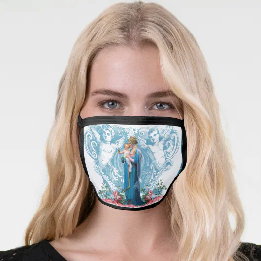 Catholic Religious Blessed Virgin Mary with Jesus Face Mask | Zazzle