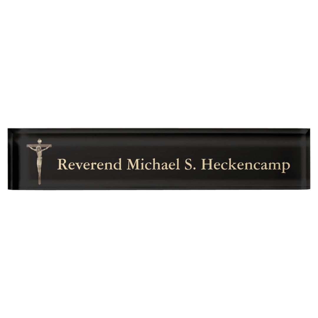 Catholic Religious Crucifix Cross Jesus Priest Desk Name Plate | Zazzle