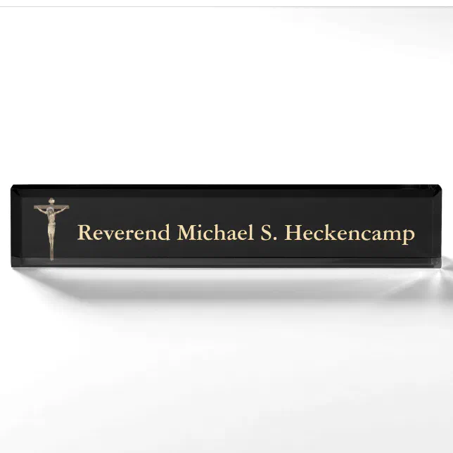 Catholic Religious Crucifix Cross Jesus Priest Desk Name Plate | Zazzle