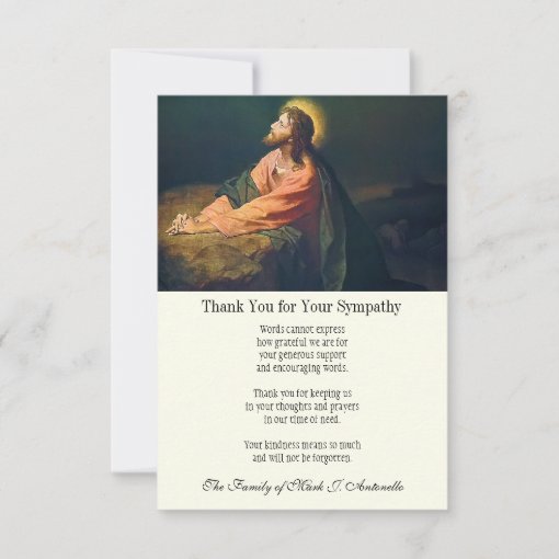 Catholic Religious Jesus Sympathy Funeral Thank You Card | Zazzle