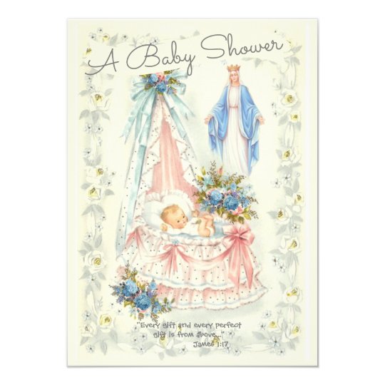 Catholic Religious Vintage Baby Boy Shower Invitation | Zazzle.com
