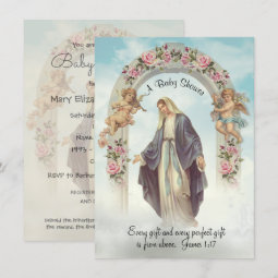 Catholic Religious Vintage Baby Shower Invitation | Zazzle