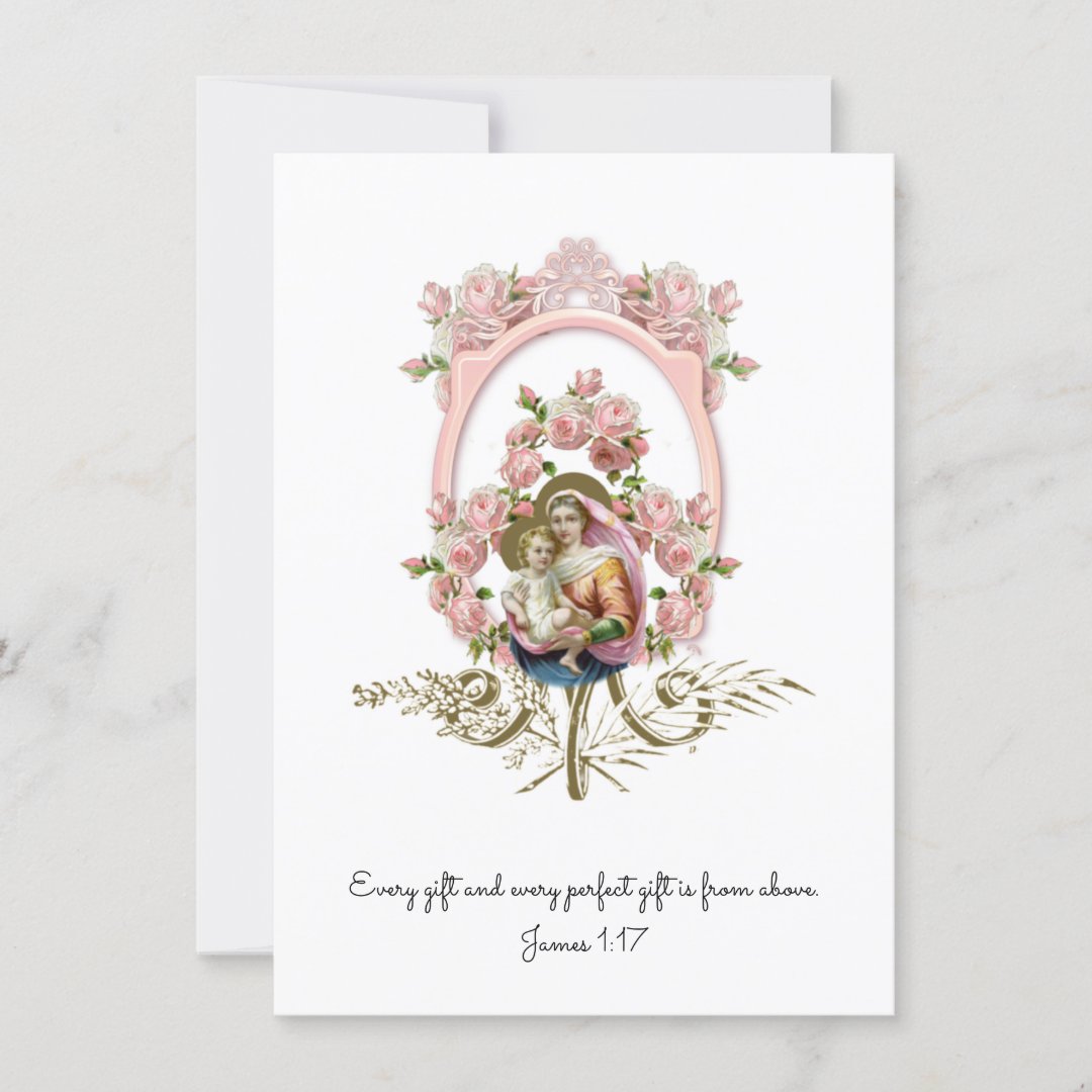 Catholic Religious Vintage Baby Shower Invitation | Zazzle