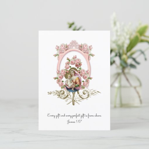 Catholic Religious Vintage Baby Shower Invitation | Zazzle