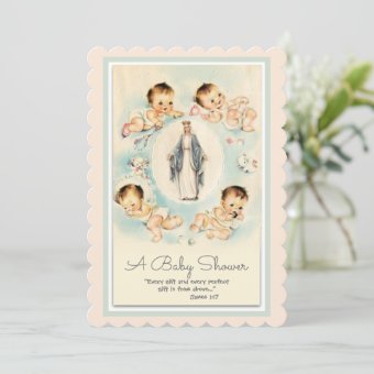 Catholic Religious Vintage Baby Shower Invitation | Zazzle