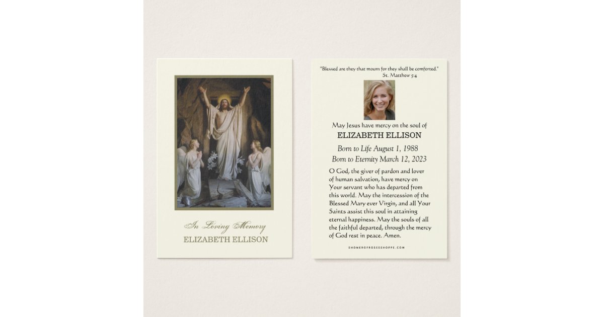 Catholic Resurrection Funeral Prayer Card | Zazzle