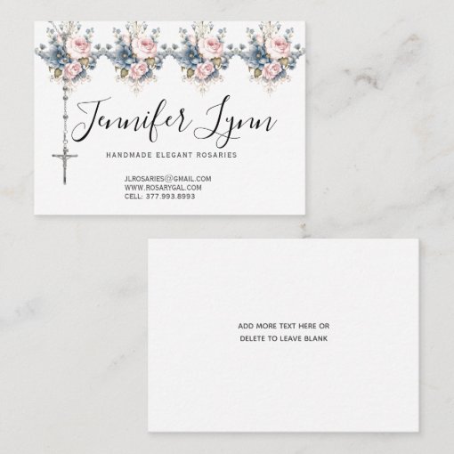 Catholic Rosary Religious Pink Roses Business Card | Zazzle