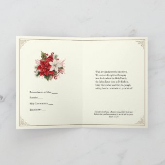 Catholic Spiritual Bouquet Prayer Rosary Holiday Card | Zazzle