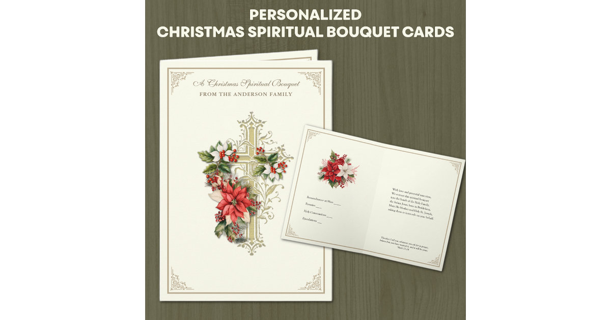 Catholic Spiritual Bouquet Prayer Rosary Holiday Card | Zazzle