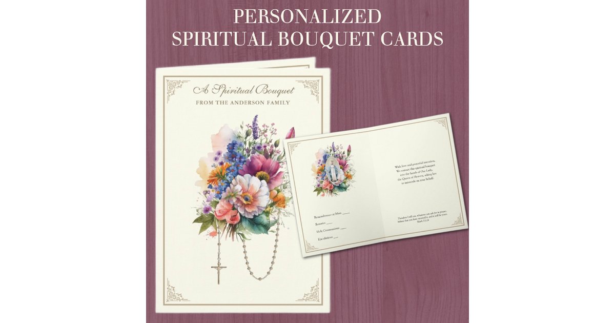 Catholic Spiritual Bouquet Prayer Rosary Holiday Card | Zazzle