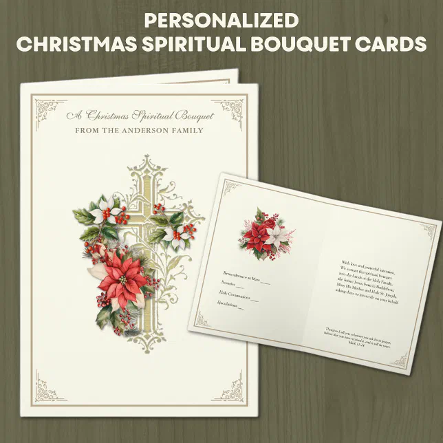 Catholic Spiritual Bouquet Prayer Rosary Holiday Card | Zazzle