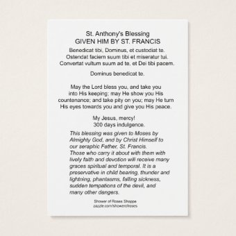 Catholic St. Anthony St. Francis Blessing Prayer | Zazzle