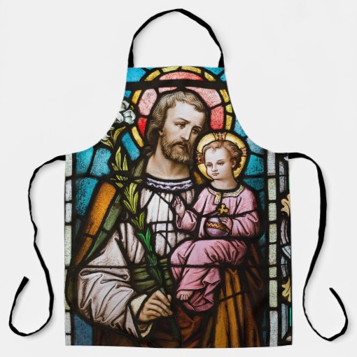 Catholic St. Joseph Jesus Stained Glass Religious Apron | Zazzle
