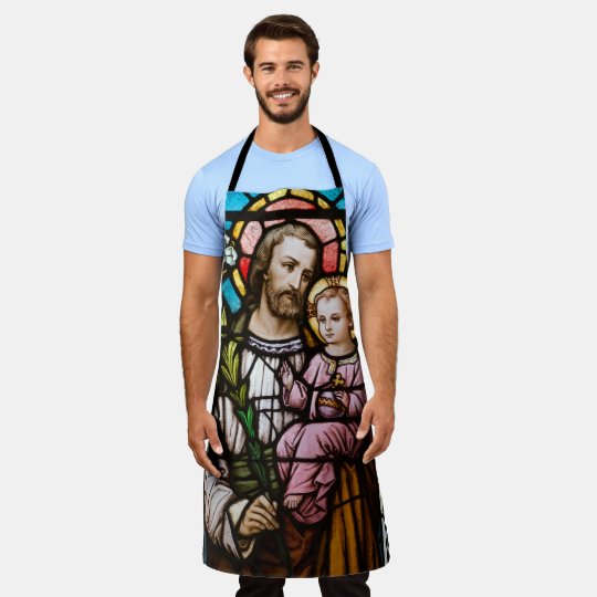 Catholic St. Joseph Jesus Stained Glass Religious Apron | Zazzle.com