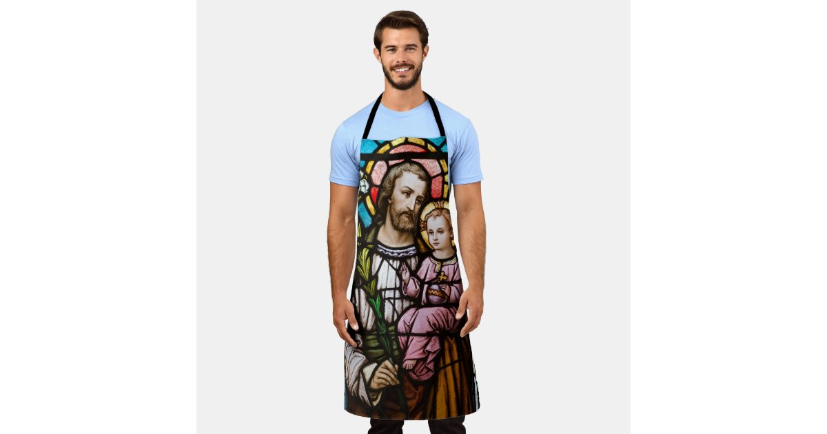 Catholic St. Joseph Jesus Stained Glass Religious Apron | Zazzle.com