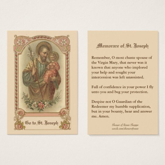 Catholic St. Joseph Memorare Prayer Holy Cards | Zazzle.com