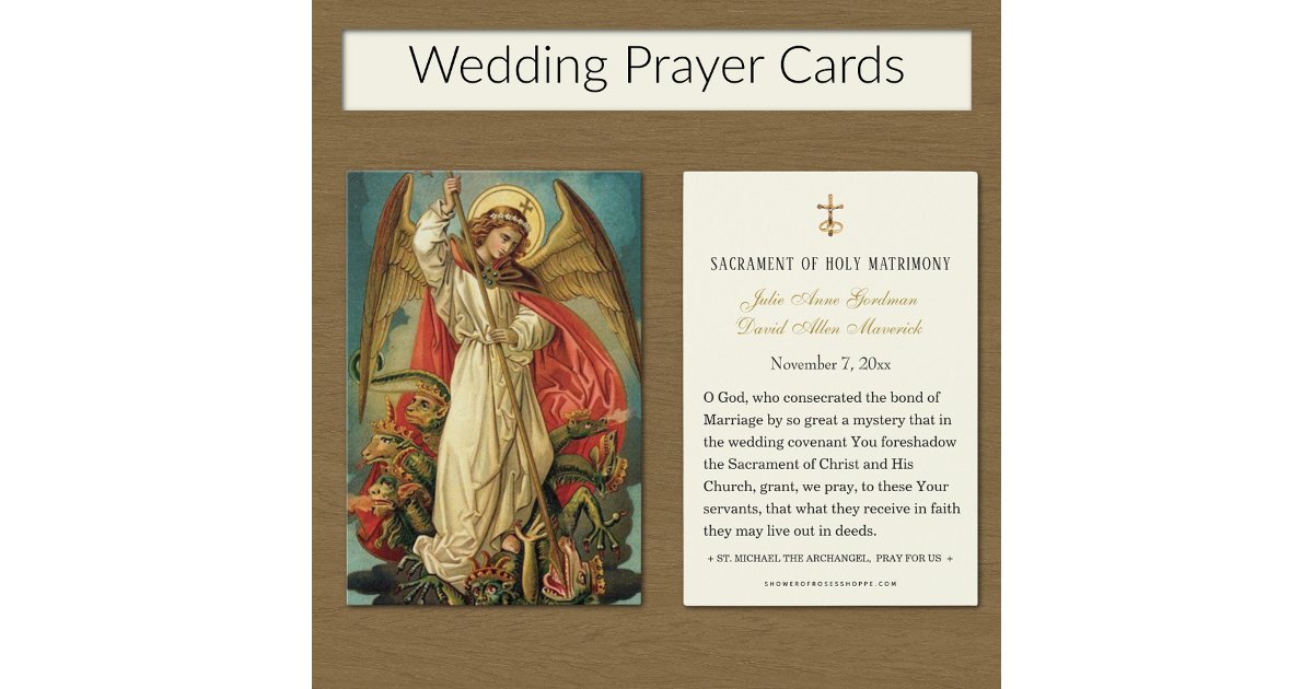 Catholic St. Michael Archangel Wedding Holy Card | Zazzle
