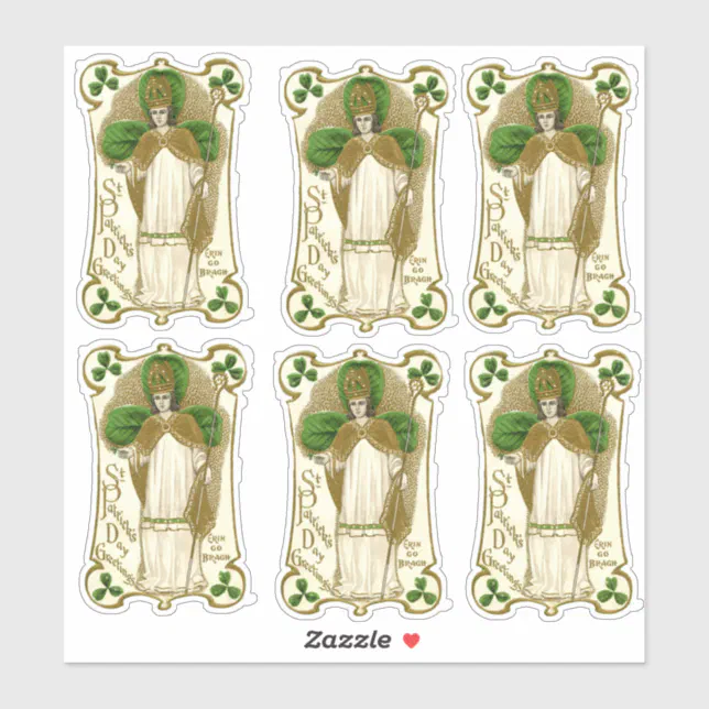 Catholic St. Patrick Shamrocks Religious Vinyl Sticker | Zazzle