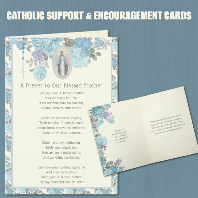 Catholic Support Encouragement Virgin Mary Floral Card | Zazzle