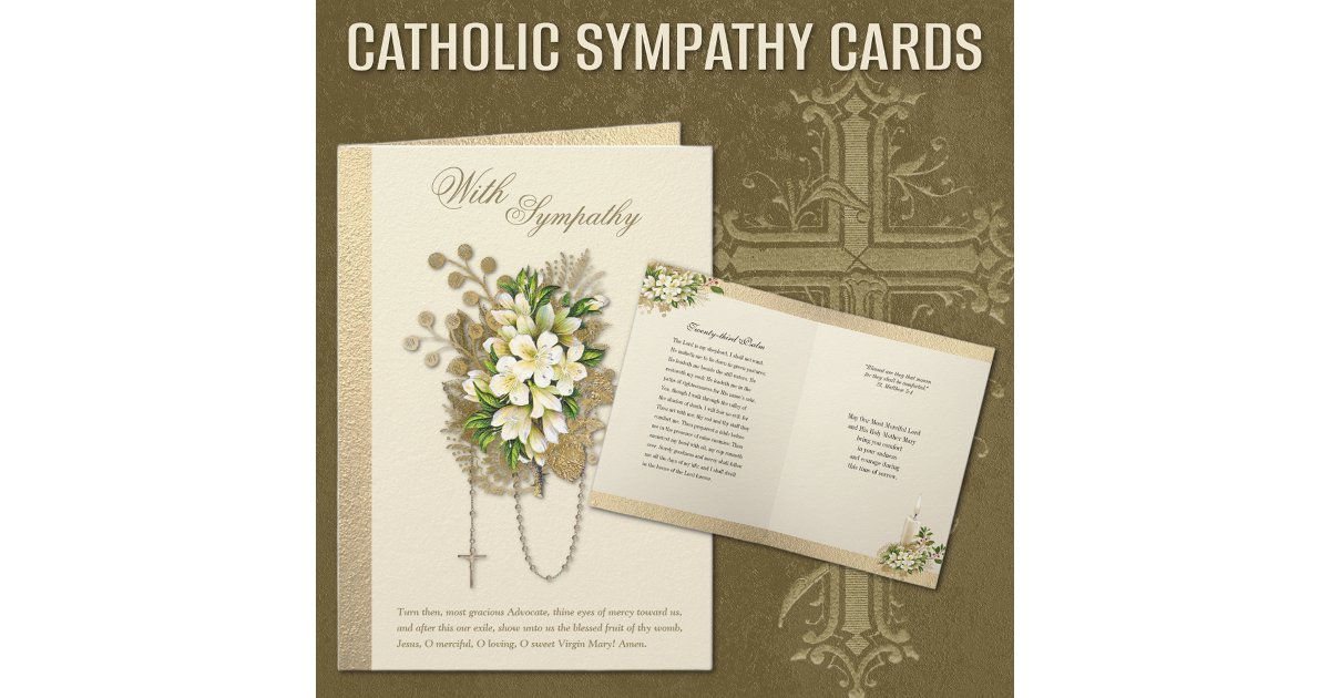 Catholic Sympathy Condolence Floral Rosary Card | Zazzle